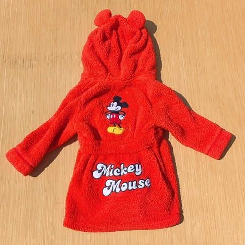 Disney Parks Mickey Mouse Red Plush Hooded Ears Bath Robe Kids 4 | eBay