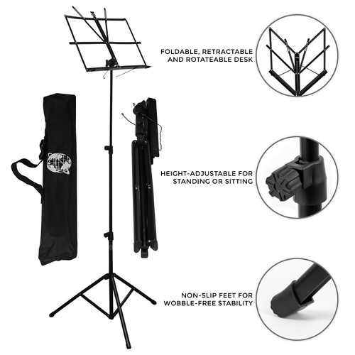 Height Adjustable Music Stand Orchestra Choir Book Holder Tripod Mic ...