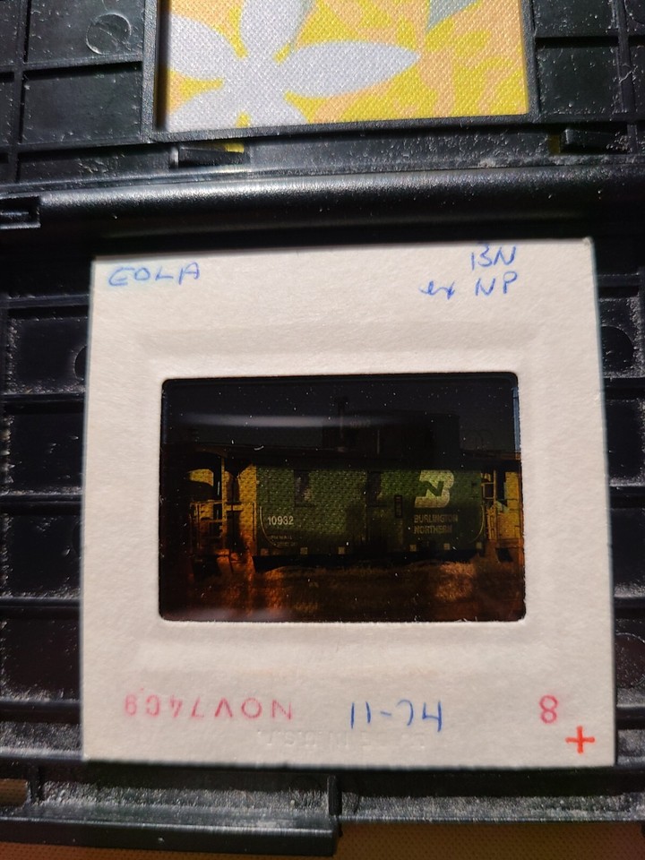 Orig. Slide Burlington Northern BN Ex-NP 10932 Caboose Eola ILL 11-1974 ...