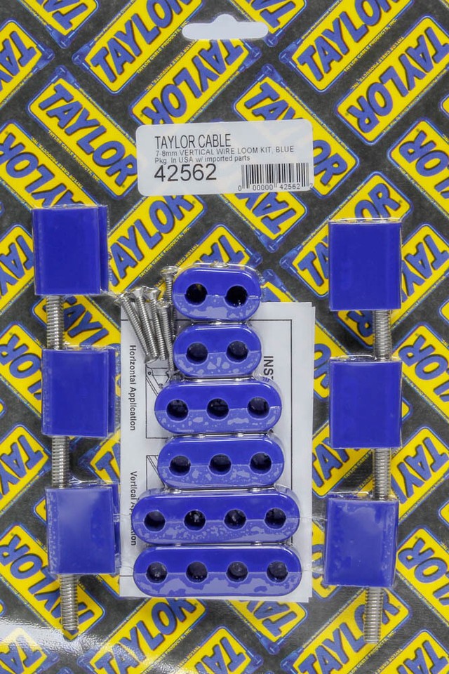 Taylor Cable 42562 V8 Vertical Wire Loom Kit Blue 8mm Spark plug wire ...