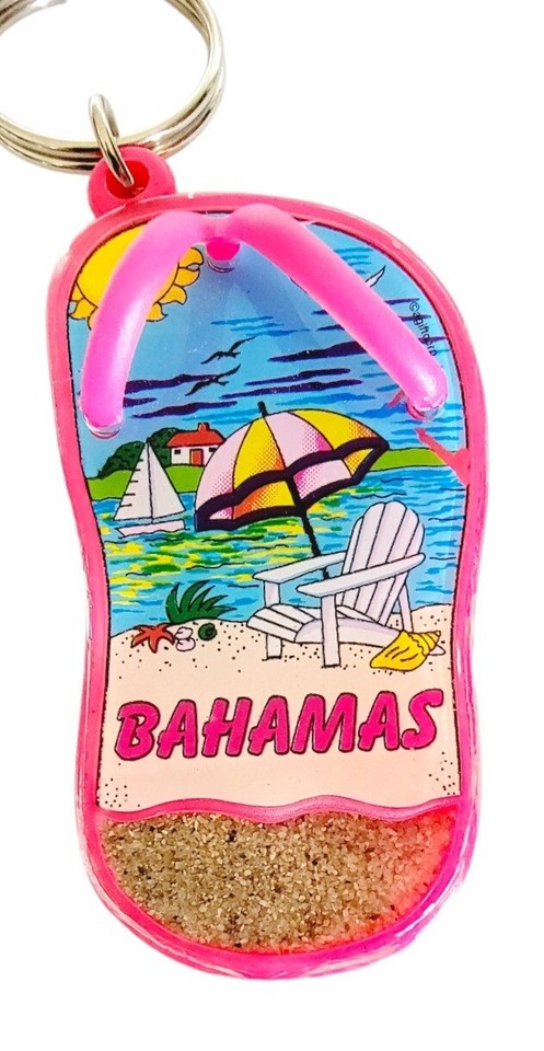Bahamas Sand Flip Flop Keychain Plastic Beach Sandal Island Souvenir ...