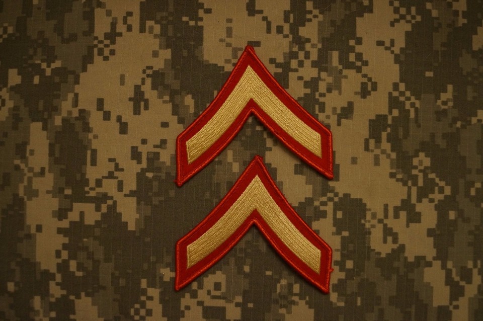 US Marine Corps Enlisted PRIVATE FIRST CLASS Rank Gold/Red Embroidered ...