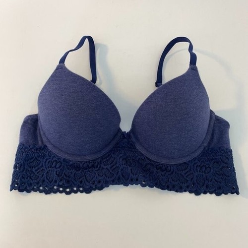 Aerie Heathered Dark Blue & Lace Lightly Lined Bra | eBay