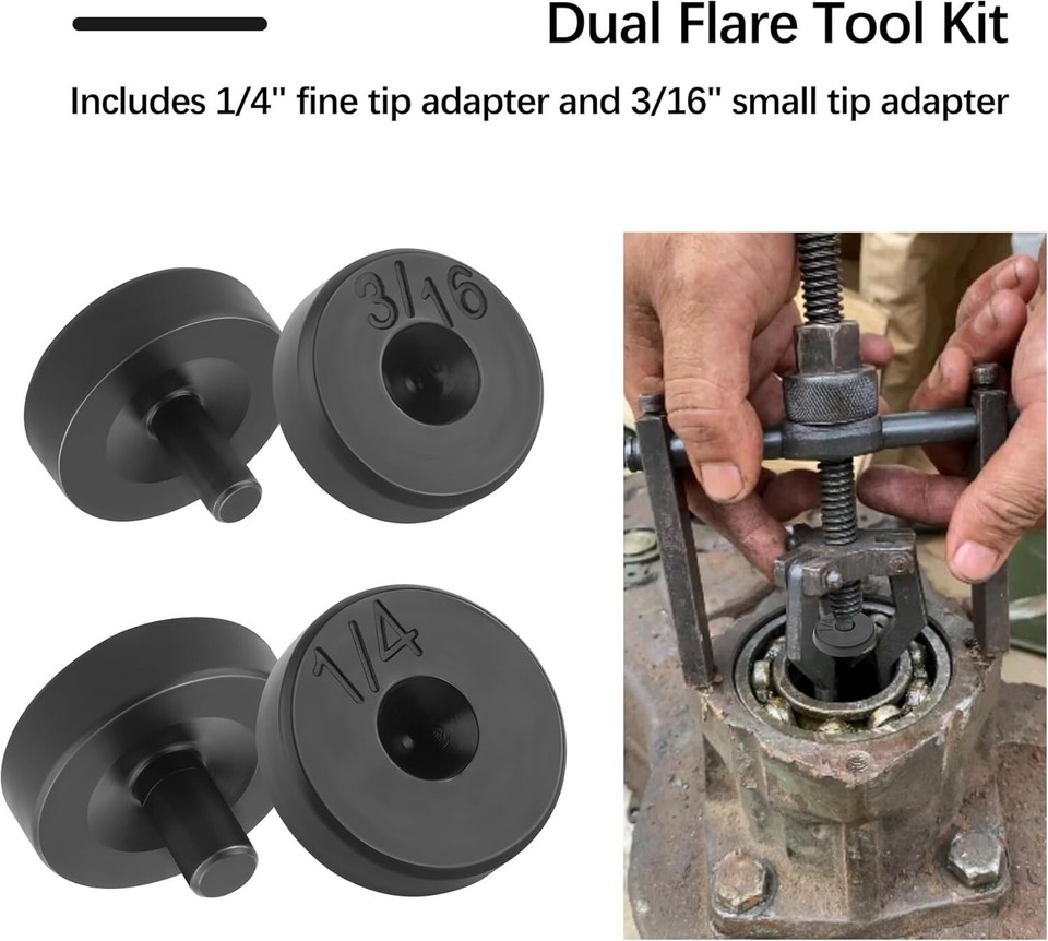 6PCS Brake Line Flaring Tool Kit Flare Adapter,3/16" & 1/4" Steel ...