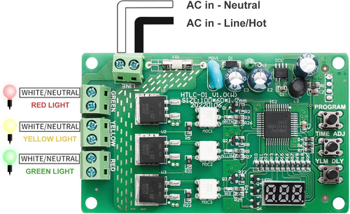 3 Channel Traffic Light Controller Sequencer 85VAC-265VAC with Digital ...