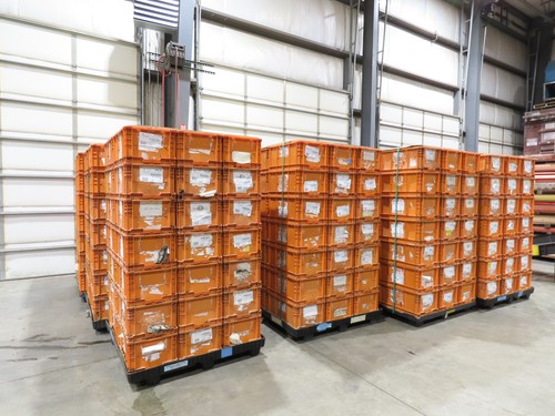 Orbis NSO2415-11 Stackable ORANGE Plastic Tote Container Bin 24x15x11 ...