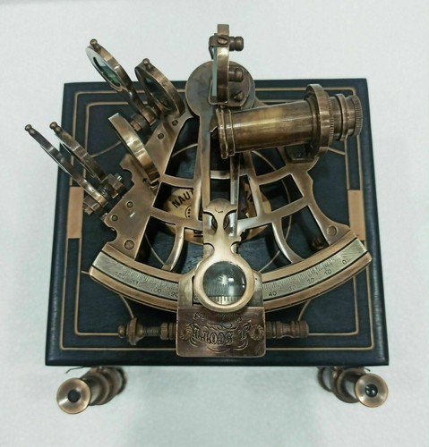 J.SCOTT Antique Sextant Nautical Brass Astrolabe Working Marine Vintage ...