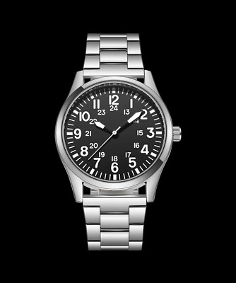 Pilot Field Men's Watch, Quality Seiko Movement, Stainless Steel | eBay UK