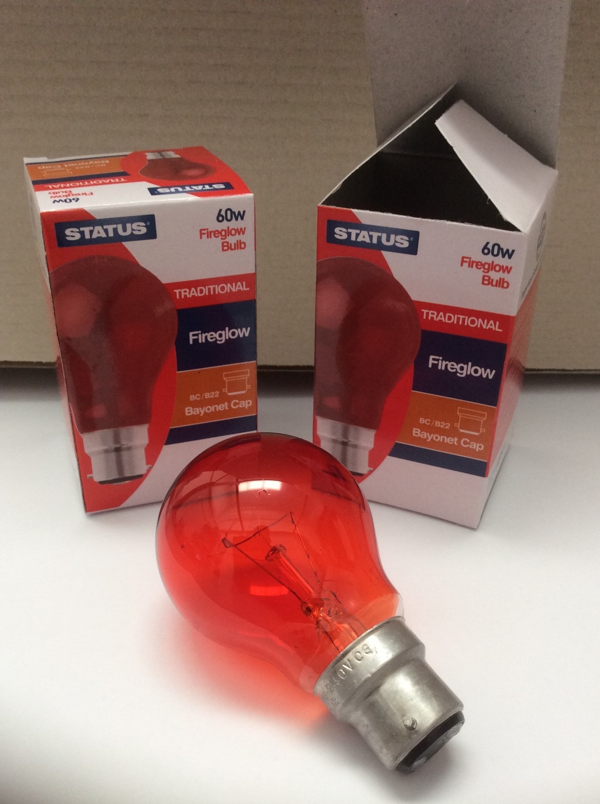 Pack of 2 x 60w Watt Fireglow Red Status Light Bulbs BC B22 Large ...