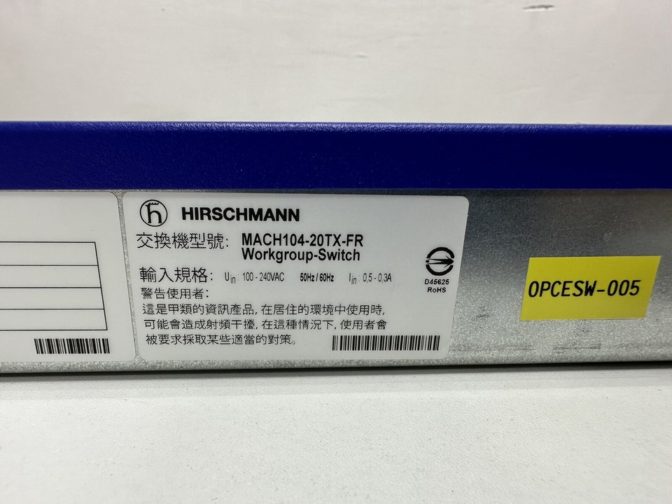 HIRSCHMANN MACH104-20TX-FR WORKGROUP-SWITCH YOKOGAWA GRVSW-664FA | eBay