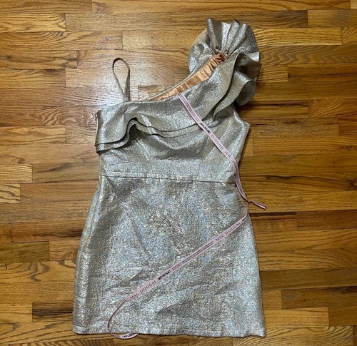 Ieena for Mac Duggal Women’s Gold One Shoulder Evening Dress Size 10 ...