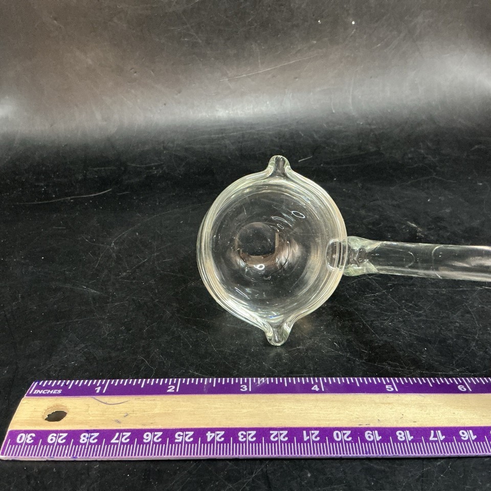 Vtg Hand Blown Ladle Clear Glass Punch Bowl Double Pour Spout Curved ...