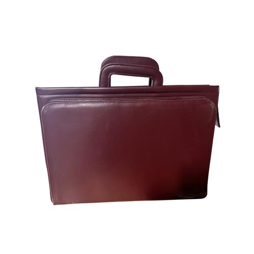 Vintage 80s Leather Briefcase Burgundy Multi Compartment Professional ...