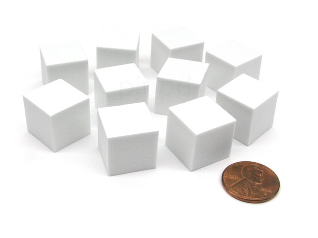 Pack of 10 16mm Blank Foam Dice Cubes with Square Corners - White | eBay