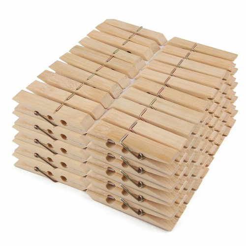 100 Pieces Natural Bamboo Wooden Clothespin Wood Cloth Pin for Crafts ...