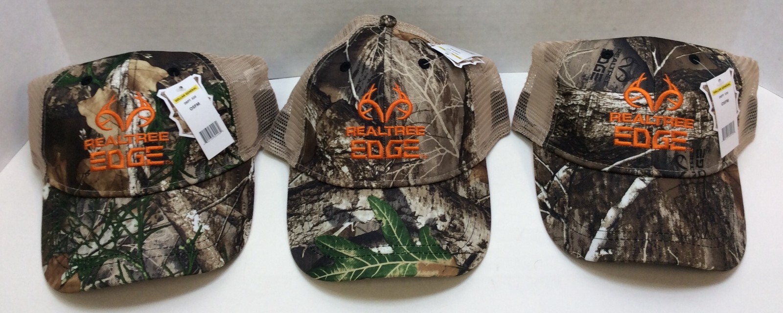 Realtree Edge Camouflage/Mesh Adjustable Snapback Hat, OSFM, Lot of 3 ...