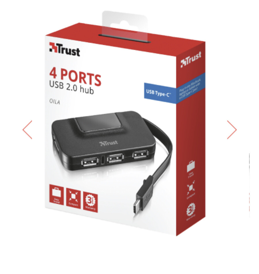 Trust USB-C TO 4 PORTS STANDARD USB 2.0 HUB Mac Laptop PC | eBay