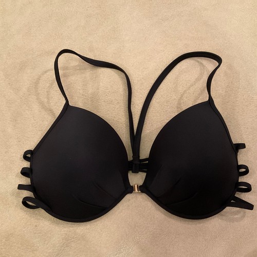 Victoria’s secret bikini swimsuit top 36D black strappy molded cup | eBay