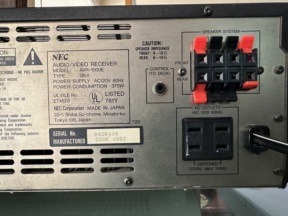 NEC AVR-1000E Surround Sound Stereo Receiver | eBay