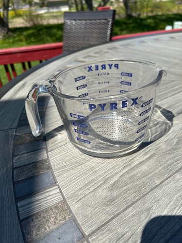 Pyrex 4 Cup / 32 oz /1 Qt /1000 Ml Glass Blue Lettering Measuring Cup ...
