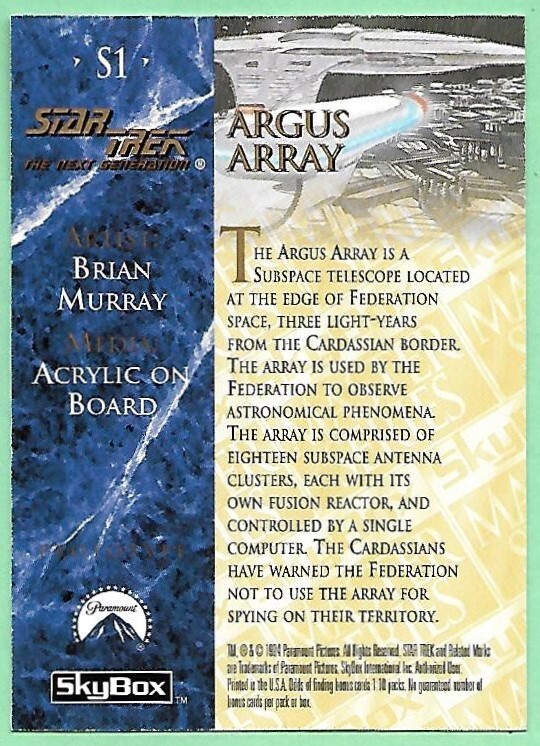 Star Trek/Skybox - The Next Generation Argus Array Master Series Card # ...