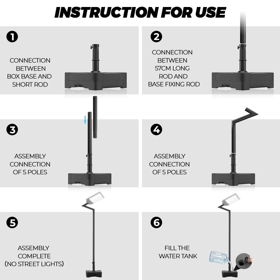 11.48FT All-in-One Portable Movable Solar Light Pole with Base for ...