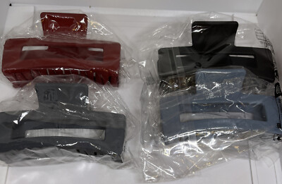 Set Of Four 3 1/2 Inch Rectangular Hair Claws Red, Blue, Gray, Black | eBay