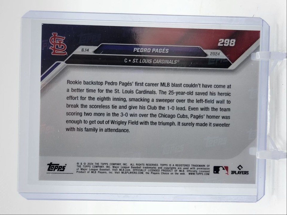 PEDRO PAGES 2024 TOPPS NOW ROOKIE BLUE ST. LOUIS CARDINALS RC 49/49 ...