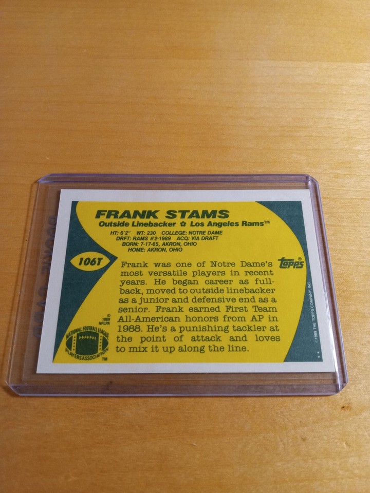 1989 Topps #106 FRANK STAMS Los Angeles Rams ROOKIE Football Card, ILB ...