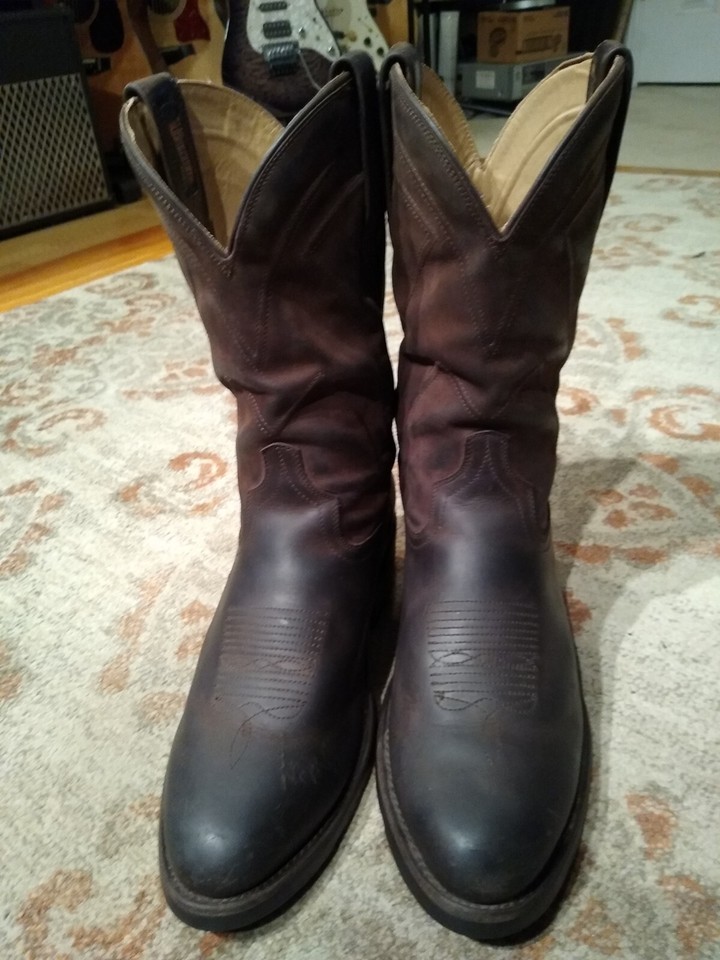 TECOVAS RANCHWEAR BANDERA BROWN LEATHER SOFT TOE COWBOY WORK BOOTS 201 ...