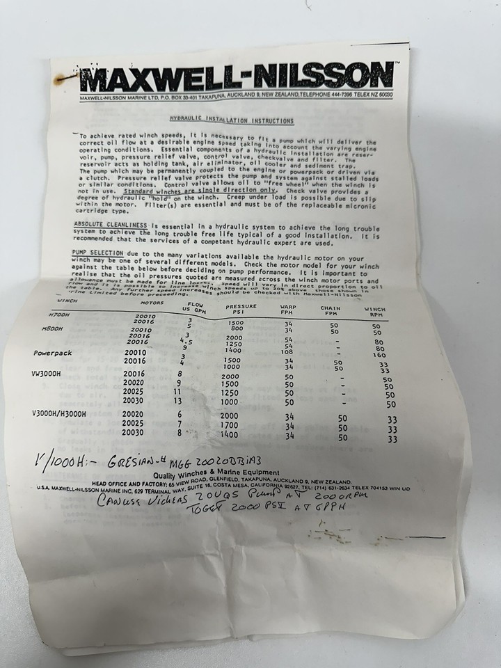 Maxwell 700 Hydraulic Windlass-New/Old Stock | eBay