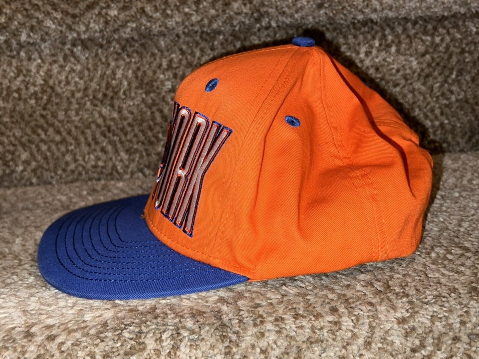 Vintage New York Knicks Snapback Hat NBA 90s Orange Blue Basketball ...