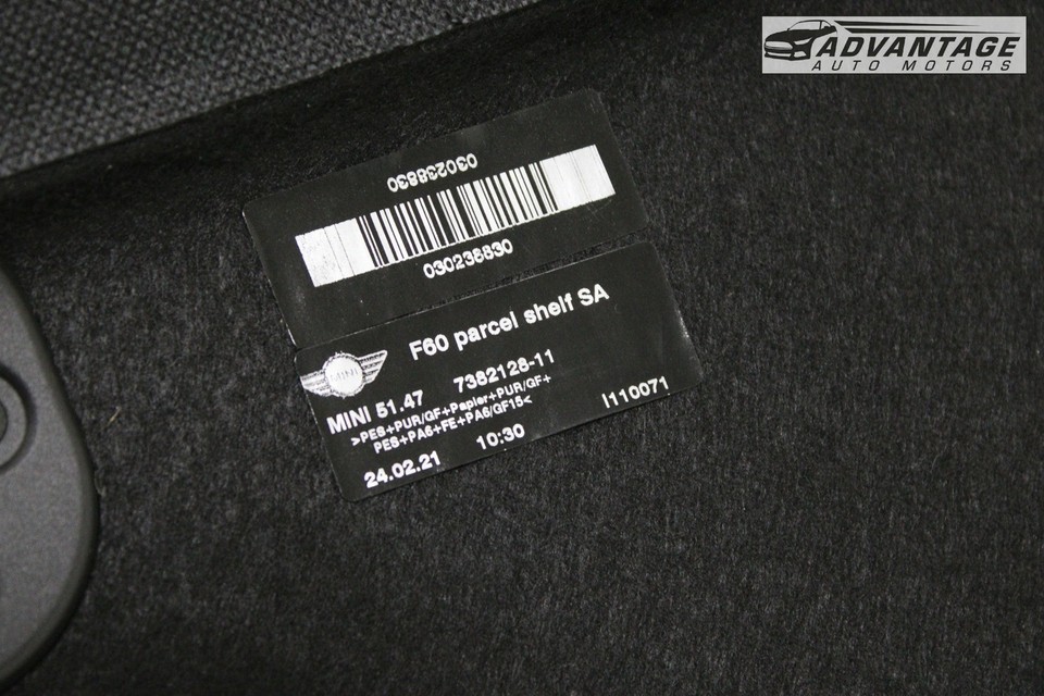 2017-2024 MINI COOPER COUNTRYMAN F60 REAR TRUNK BACK PARCEL SHELF PANEL ...