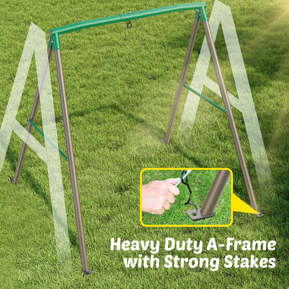 Heavy Duty Metal Swing Set for Kids Adult Backyard with 60" Large ...
