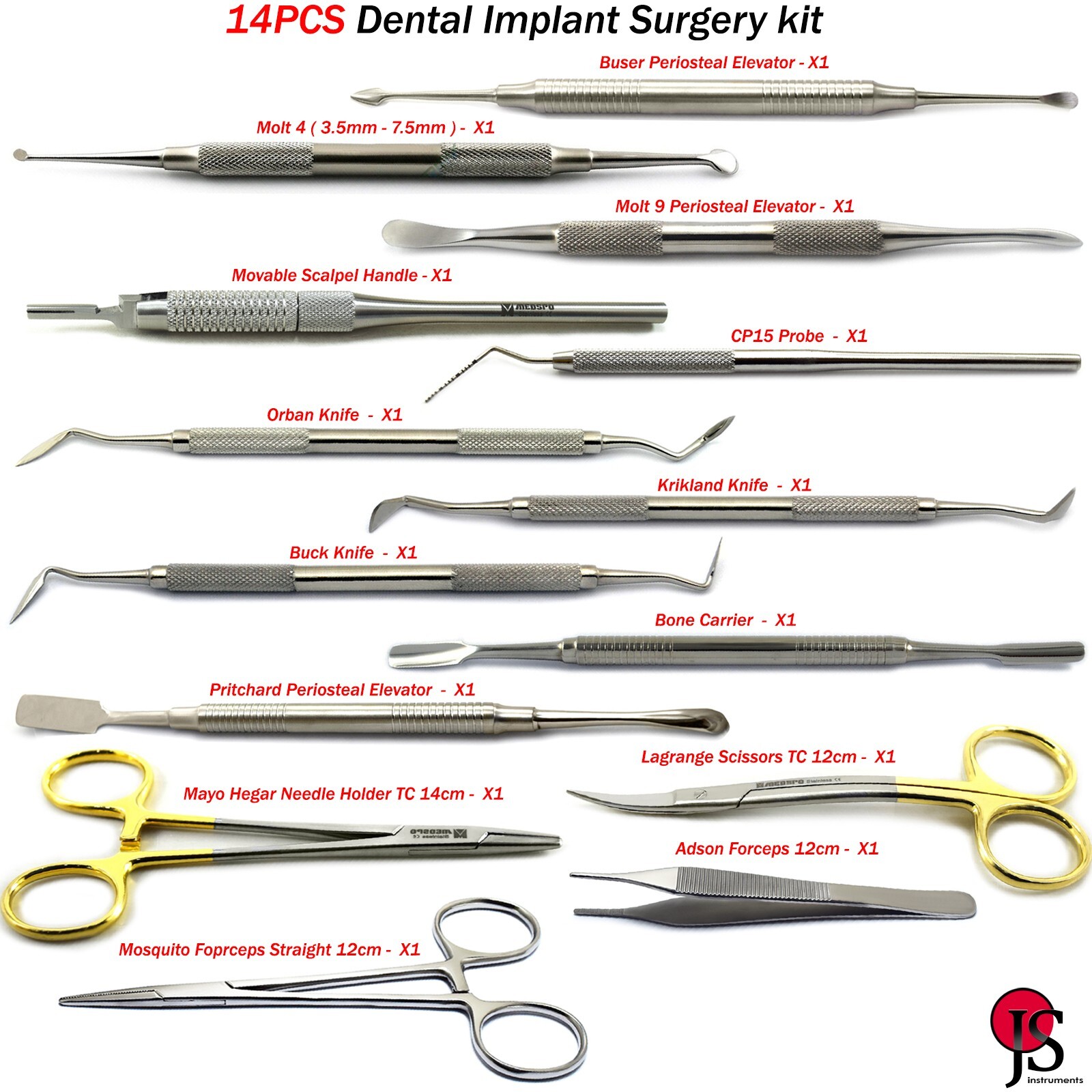 Dental Implant Surgery Kit Sinus Periosteal Elevator Periodontal Knife ...