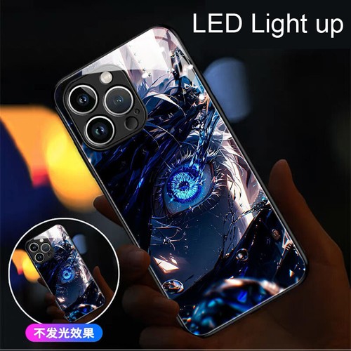 Induction Anime Eye LED Light up Phone Case Cover for iPhone 16 15 14 ...