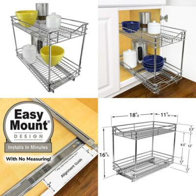 Lynk Professional Double Drawer Pull Out Two Tier 11w x 18d x 16h -inch ...