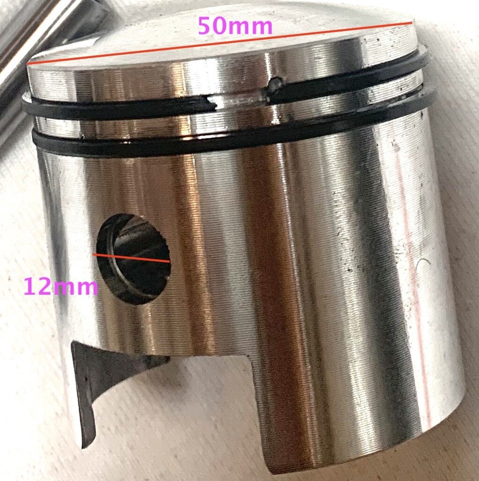 100cc 50mm 12mm pin REED Window piston w rings for Gas Motor Bike ...