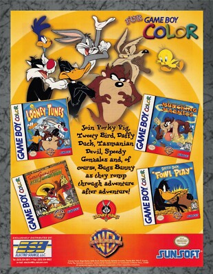 Looney Tunes Game Boy Color Games 1999 Game Boy Color GBC Print Ad Art ...