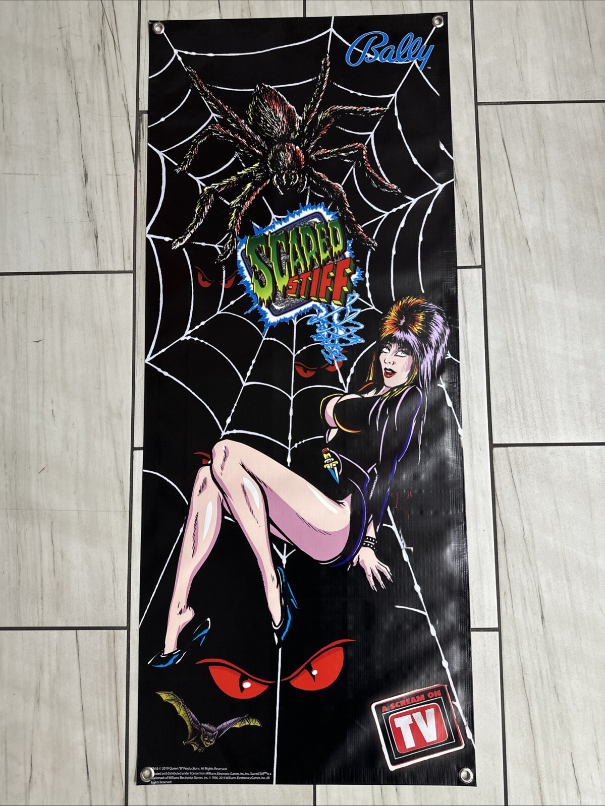 Elvira Scared Stiff Pinball Sign 13oz Banner 52” X 21” | eBay