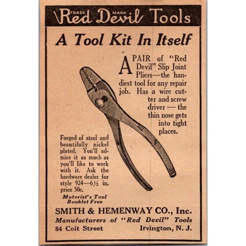 Smith & Hemenway Co. Inc. Red Devil Tools Irvington NJ 1923 Clipping ...