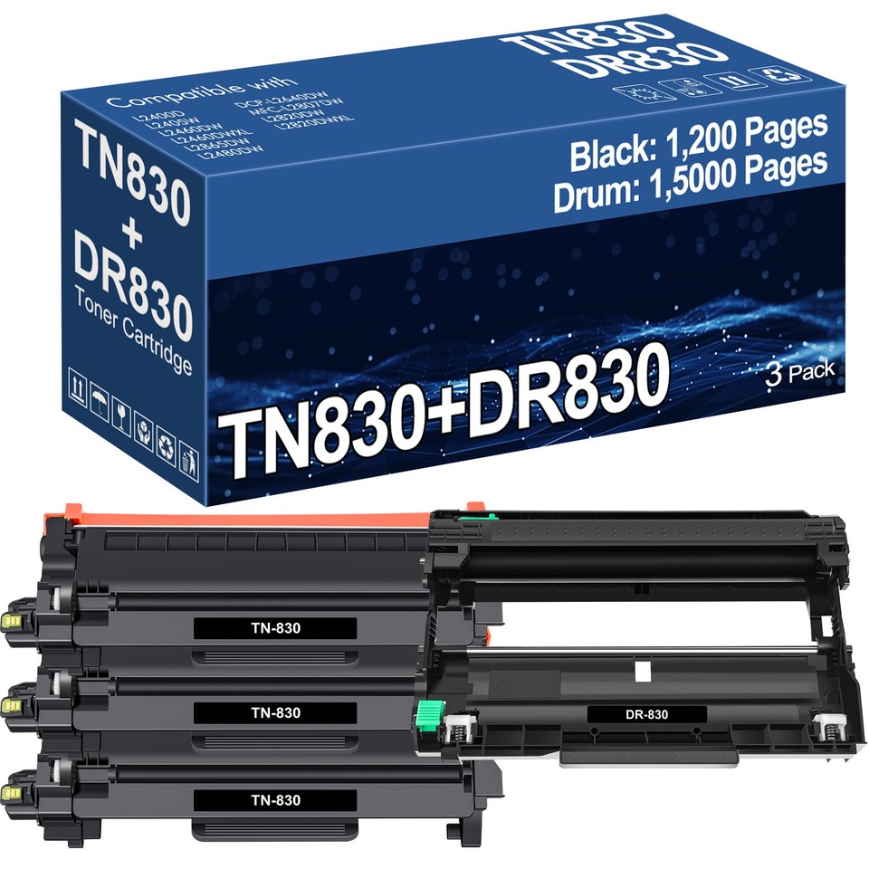 TN830 XL Toner Cartridge With Brother DR830 HL-L2420 HL-L2405W DCP ...