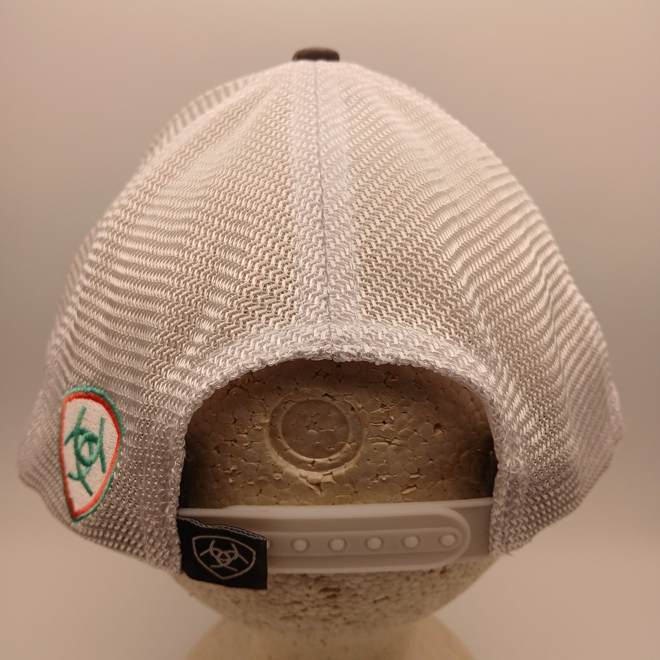 Ariat Hat Cap Womens Aztec Logo Snapback Gray Teal Pink Trim White Mesh ...