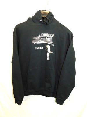 Prudhoe Bay Alaska M NEW Black Silver Retro Hoodie Sweatshirt Oil Rig ...