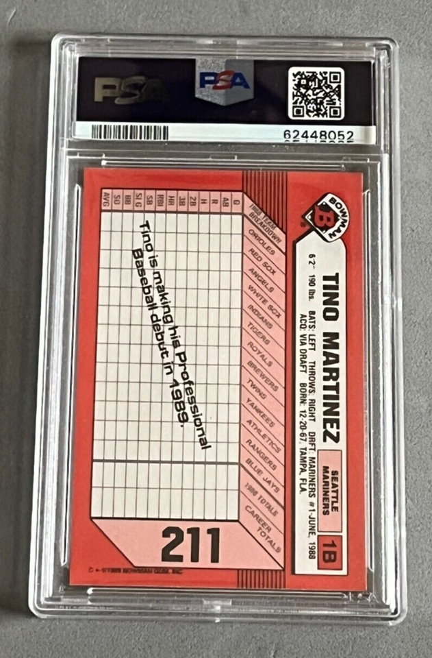 1989 Bowman Tiffany #211 Tino Martinez RC PSA 8 NM-MT Mariners | eBay