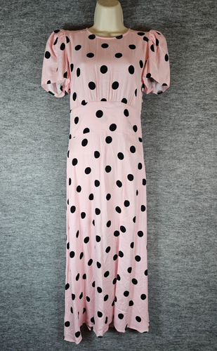 Afrm Jamie Print Open Back Short Sleeve Dress In Pink Dot Small | eBay