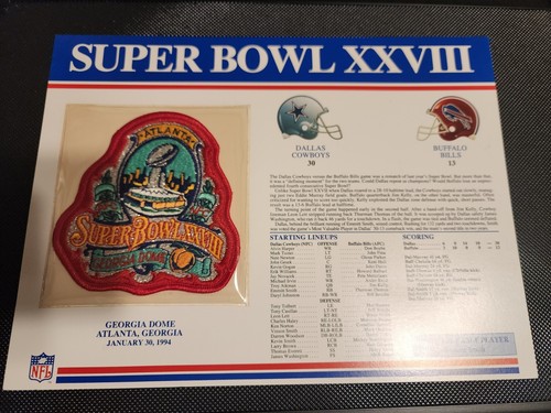 SUPER BOWL 28 1994 Cowboys Bills Willabee Ward OFFICIAL SB XXVIII NFL ...