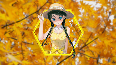 Anime yellow dress geometry shapes kantoku girls Playmat Game Mat Desk ...