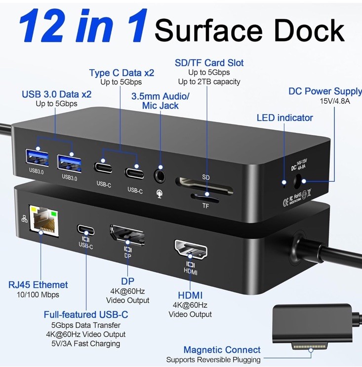 Expansion Dock Surface Computer Dedicated Magnetic Connect Docking ...