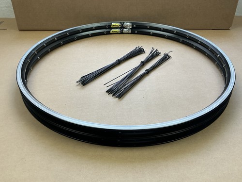 Mavic X225 Rims 26” Pair Black 32 & 28 Hole w/DT SS Spokes Vintage MTB ...